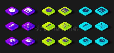 Set Circle Of Pieces Speedometer Medical Thermometer Crossed Ruler And Pencil Graph