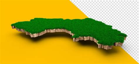 푸른 잔디와 바위 바닥 질감 3d 일러스트와 함께 기니 지도 토양 지질학 횡단면 프리미엄 Psd 파일