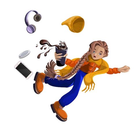Premium Vector Vector Image Of A Falling Girl In Dynamics And All The Things That Were With