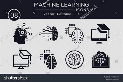Set Machine Learning Concept Icons Design Stock Vector Royalty Free