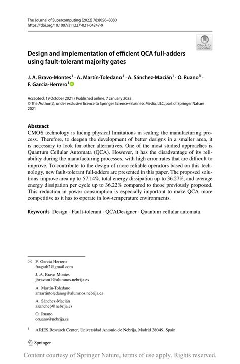 Design And Implementation Of Efficient Qca Full Adders Using Fault