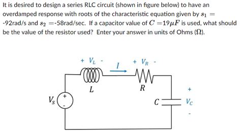 Solved It Is Desired To Design A Series RLC Circuit Shown Chegg Com