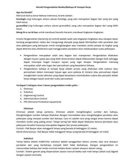 Hirarki Pengendalian Resiko Pdf