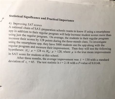Solved Statistical Significance And Practical Importance 4