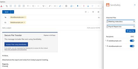 New Sendsafely Outlook Add In