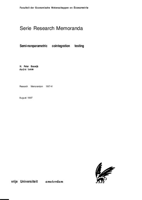Pdf Semi Nonparametric Cointegration Testing