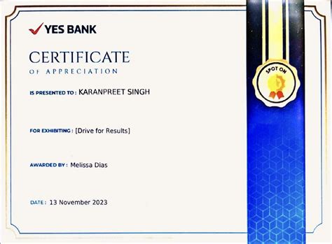 Karanpreet Singh On Linkedin Appreciation By Yes Bank
