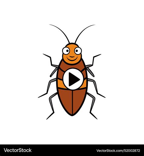 Cockroach Bug Play Icon Royalty Free Vector Image