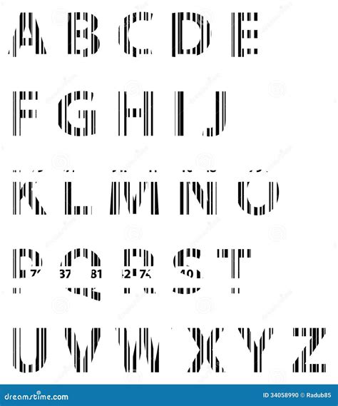 Alfabeto Del Código De Barras Del Negocio Ilustración del Vector Ilustración de tipo fuentes