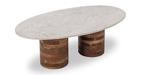 Table Basse Ovale En Marbre Et Bois De Manguier Madina Athezza