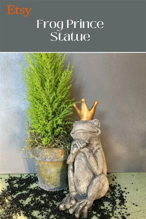Concrete Frog Prince King Garden Statue Crown Toad Etsy Garden Statues Frog Prince