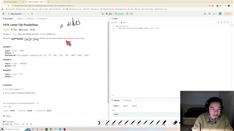 leetcode 1079 letter tile possibilities failed youtube