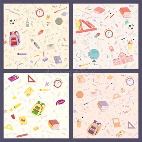 Multicolour Vector Seamless Pattern With School Supplies And Stationery