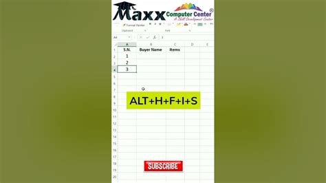 How To Put Serial Number In Excel Excel Exceltips Shorts