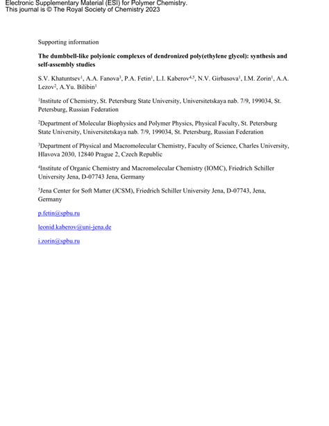 Pdf The Dumbbell Like Polyionic Complexes Of Dendronized Poly