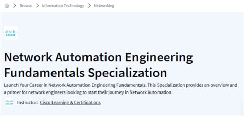 Network Automation Engineering Fundamentals Specialization Coursera