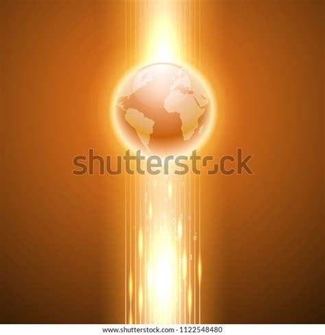 Orange Background Binary Code Globe Stock Vector Royalty Free
