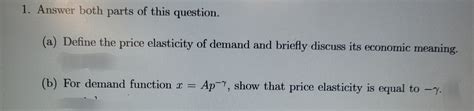 answered answer both parts of this question a define the price