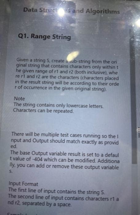 Solved Given A String S Create A Sub String From The Ori
