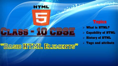 1 Html Class 10th Computer Applications Cbse Youtube