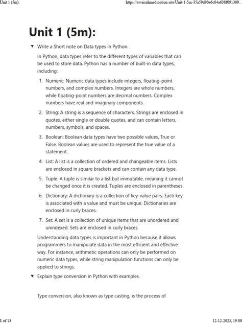 Unit 1 5m Pdf Control Flow Parameter Computer Programming