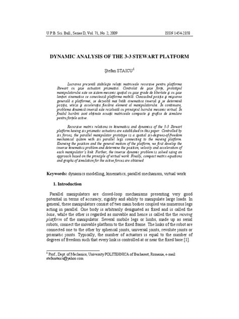 dynamic analysis of 3 3 stewart platform pdf kinematics