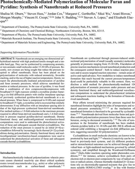 Photochemically Mediated Polymerization Of Molecular Furan And Pyridine