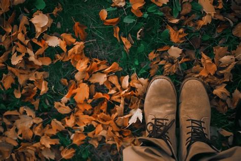 Premium Photo Walking Along The Path In The Leaves