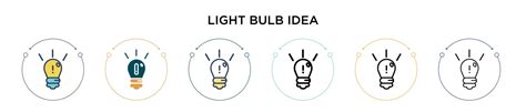 Light Bulb On Icon In Filled Thin Line Outline Vector Image