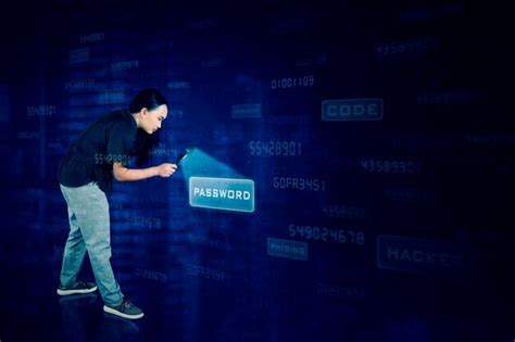 Premium Photo Female Hacker Looking At Password In Virtual Reality Cyber Security Concept