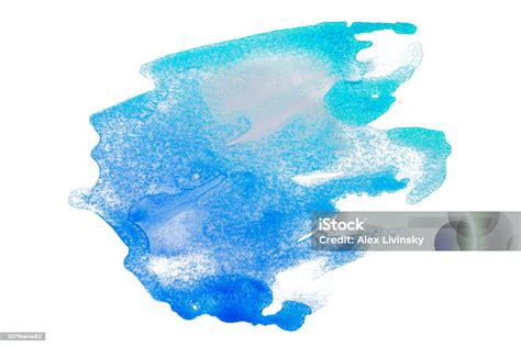 블루 수채화 얼룩 물 흰색 배경에 고립 된 종이 텍스처 페인트와 얼룩 손 그리기 염료에 대한 스톡 사진 및 기타 이미지 염료 페인트 필기용 잉크 Istock