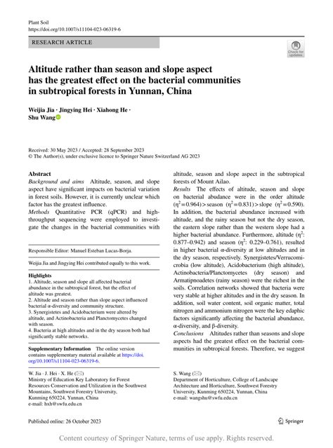 Altitude Rather Than Season And Slope Aspect Has The Greatest Effect On