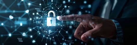 Cybersecurity Expert Secures Digital Data With A Touch Stock Illustration Illustration Of
