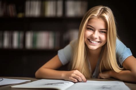 Porträt Einer Glücklichen Jungen Studentin Die Auf Dem Boden An Ihrem