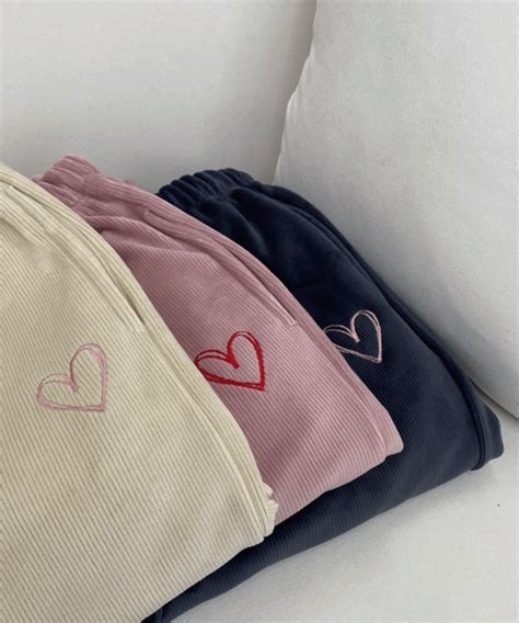 하트 조거팬츠 밴딩 골덴 기모 겨울 트레이닝 바지 에이블리