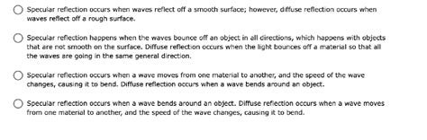 Solved 21 What Is The Difference Between Specular Reflection And Diffuse Re Tutorbin