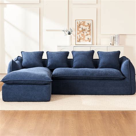 3 Seater With Chaise L Shape Deep Seat For Office Oversized Comfy
