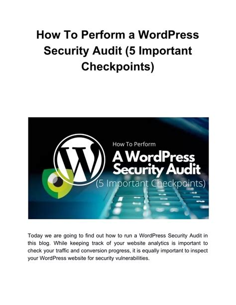 Ppt How To Perform A Wordpress Security Audit 5 Important