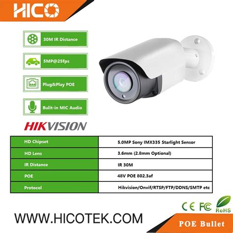 Hikvision Protocol MP CCTV Security IP Poe NVR Audio IP Ik Outdoot Bullet IR Camera CCTV