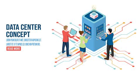 3d Isometric Data Center Concept With Digital Service Application With