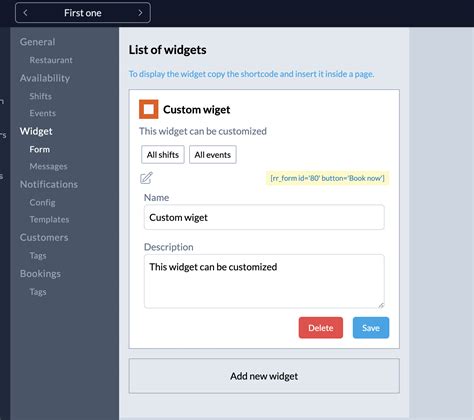 settings widget form alex reservations wordpress plugin