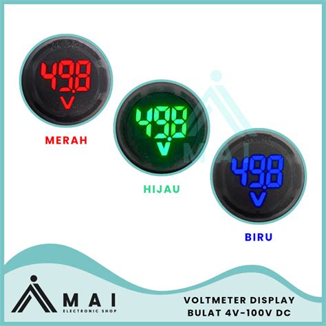 Jual Digital Voltmeter DC Display Bulat 3 Digit LED 4 100V DC Shopee Indonesia