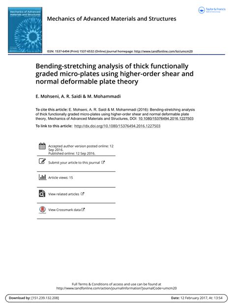 Pdf Bending Stretching Analysis Of Thick Functionally Graded Micro Plates Using Higher Order