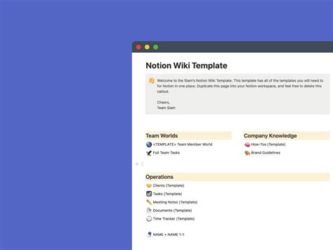 Notion Company Wiki Template Slam Media Lab