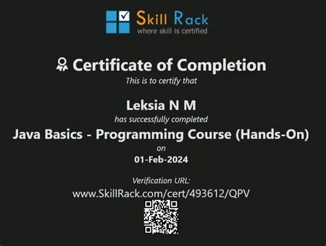 leksia nagarajan on linkedin i have completed java basics programming