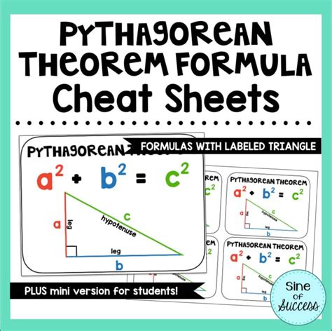 Pythagorean Theorem Formula Cheat Sheet By Sine Of Success Tpt