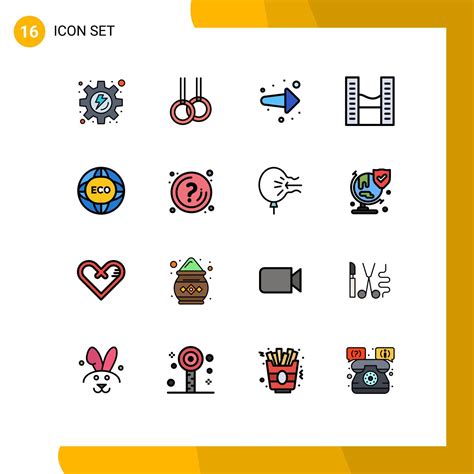 Universal Icon Symbols Group Of 16 Modern Flat Color Filled Lines Of World Global Forward