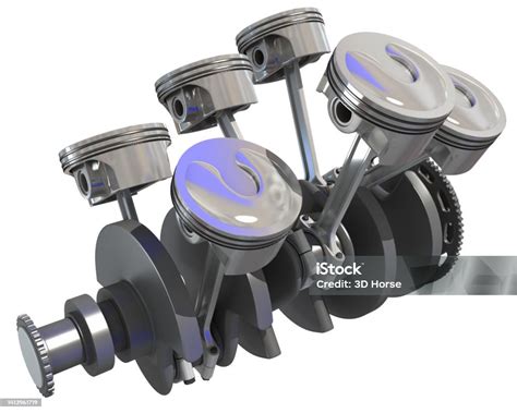 V6 엔진 피스톤과 크랭크축을 흰색 배경 3d 렌더링에 기계 부분에 대한 스톡 사진 및 기타 이미지 기계 부분 크랭크축