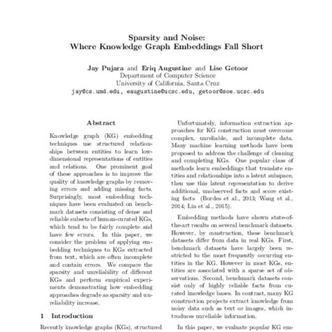 Sparsity And Noise Where Knowledge Graph Embeddings Fall Short Acl Anthology