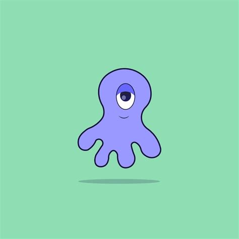 Premium Vector One Eye Cute Monster Ghost Vector Illustration